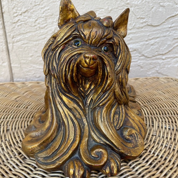Kay Finch | Accents | Vintage Gold Leaf Yorkie Sculpture By Kay Finch ...